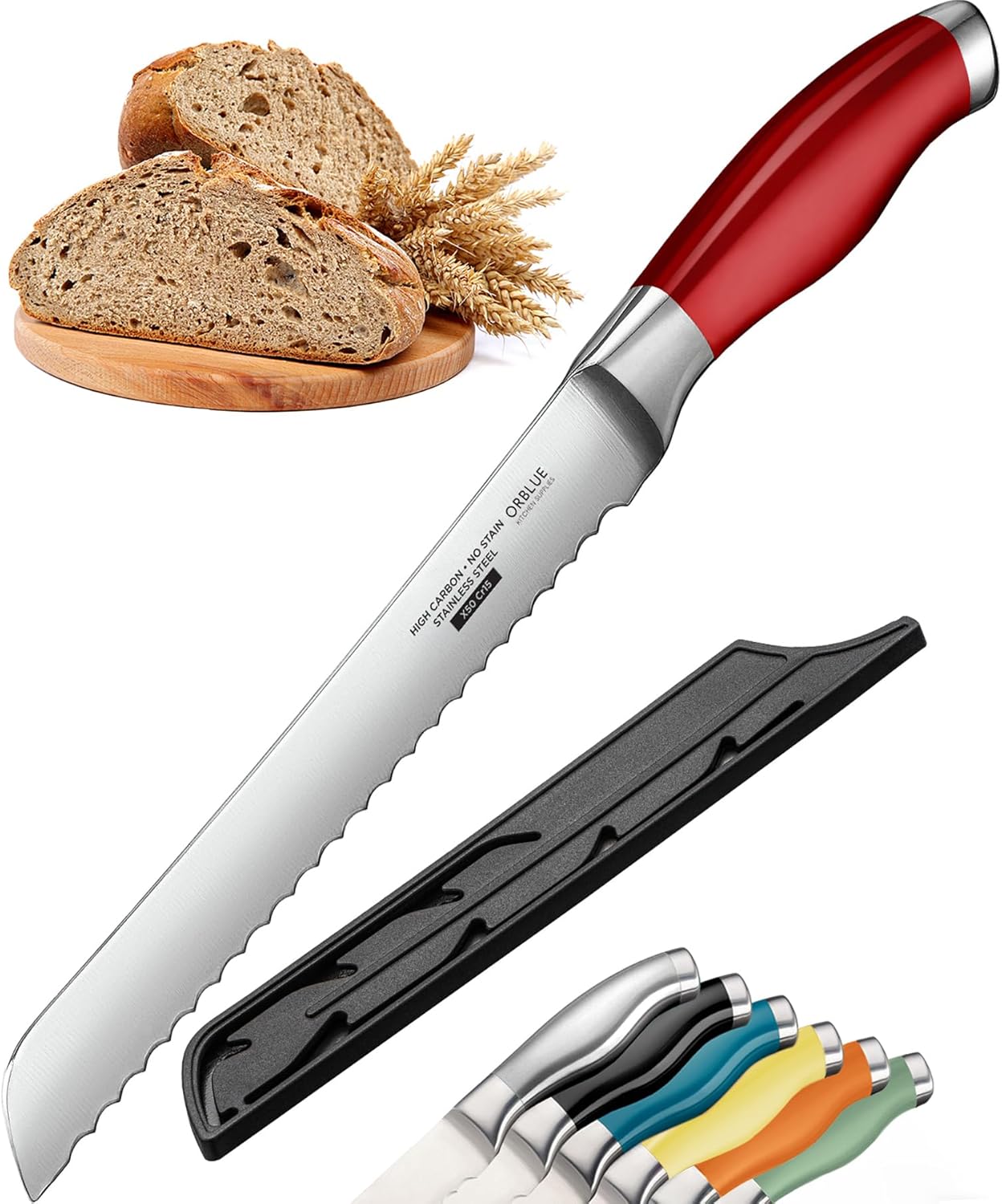 Ultra-Sharp Serrated Bread Knife, 8-Inch Stainless Steel Blade for ...