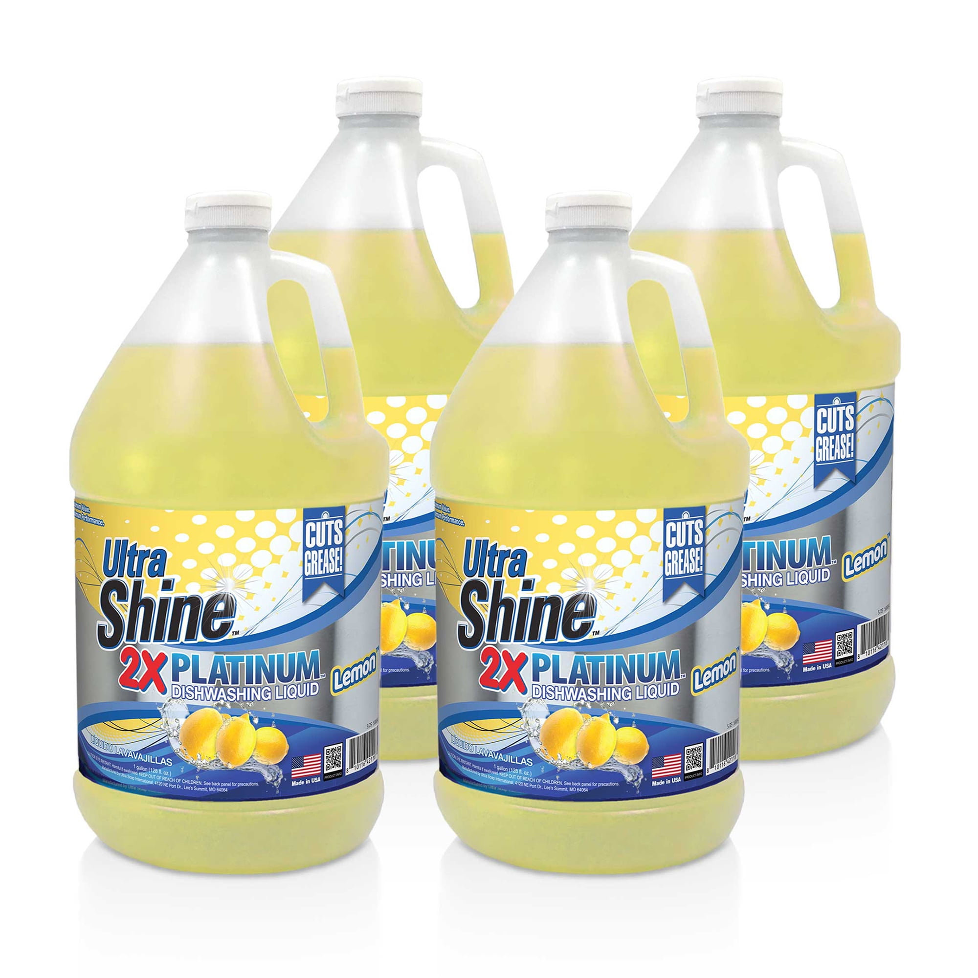 Ultra Shine ™ 4 Pack 2X Platinum™ Dish Cleaning Liquid, Lemon Scent, 1 ...