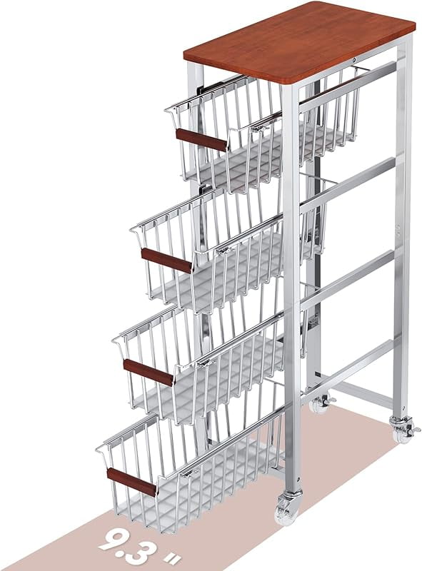 Ultra Slim 5-Tier Rolling Fruit & Vegetable Storage Cart with Removable ...