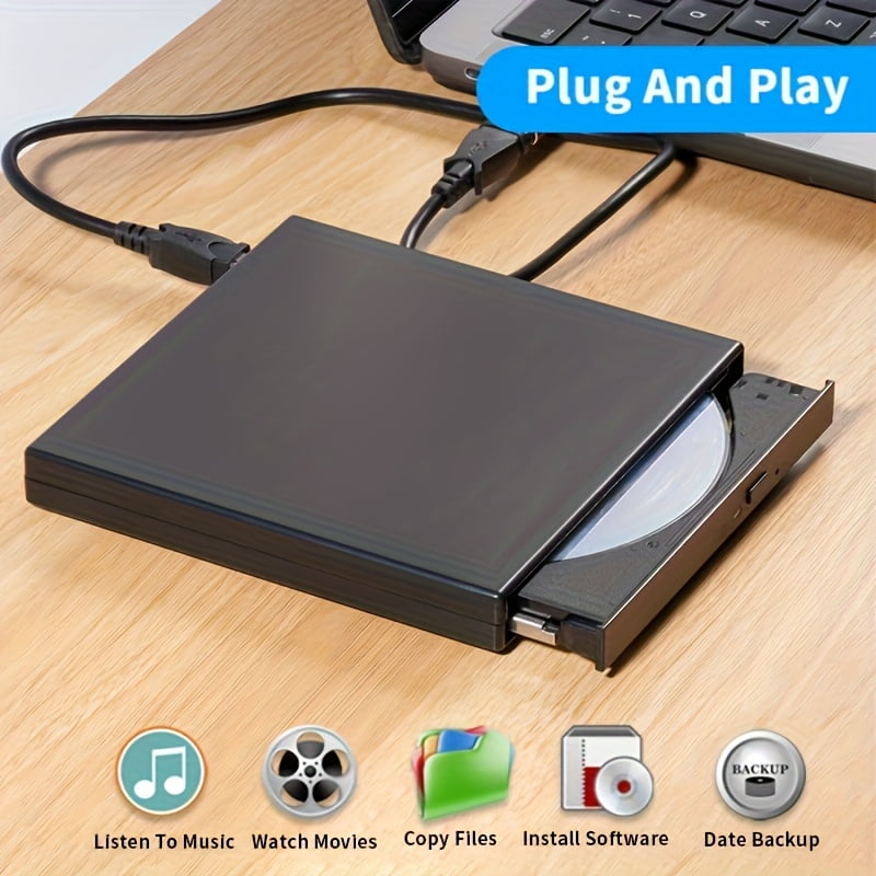 Ultra-Slim 8-in-1 Portable External CD/DVD Drive with USB 3.0 ...