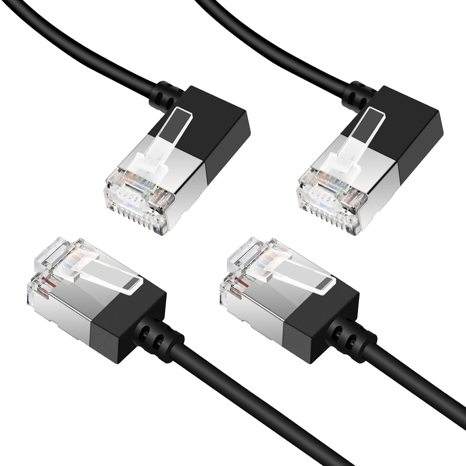 Ultra Slim 90° Degree Cat 6A Ethernet Cable Left Angled 3.3 Ft 2Pack ...
