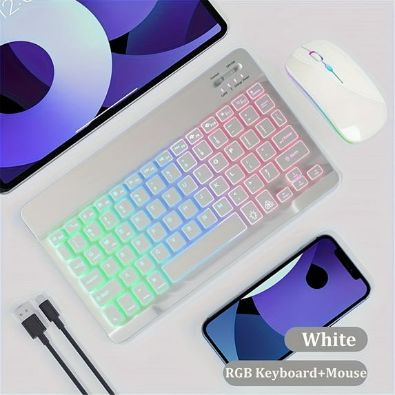 Ultra-Slim Backlit Wireless Keyboard and Mouse Set, Portable Optical ...