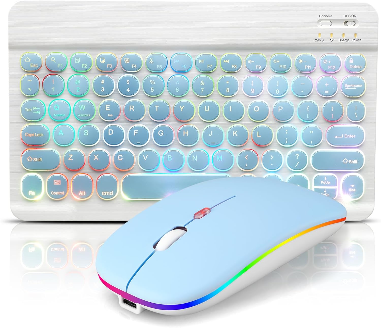 Ultra-Slim Bluetooth Keyboard and Mouse Portable Mini Wireless Keyboard ...