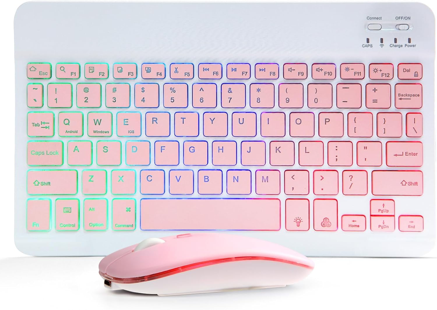 Ultra Slim Bluetooth Keyboard And Mouse Portable Mini Wireless Keyboard Rechargeable 7 Color