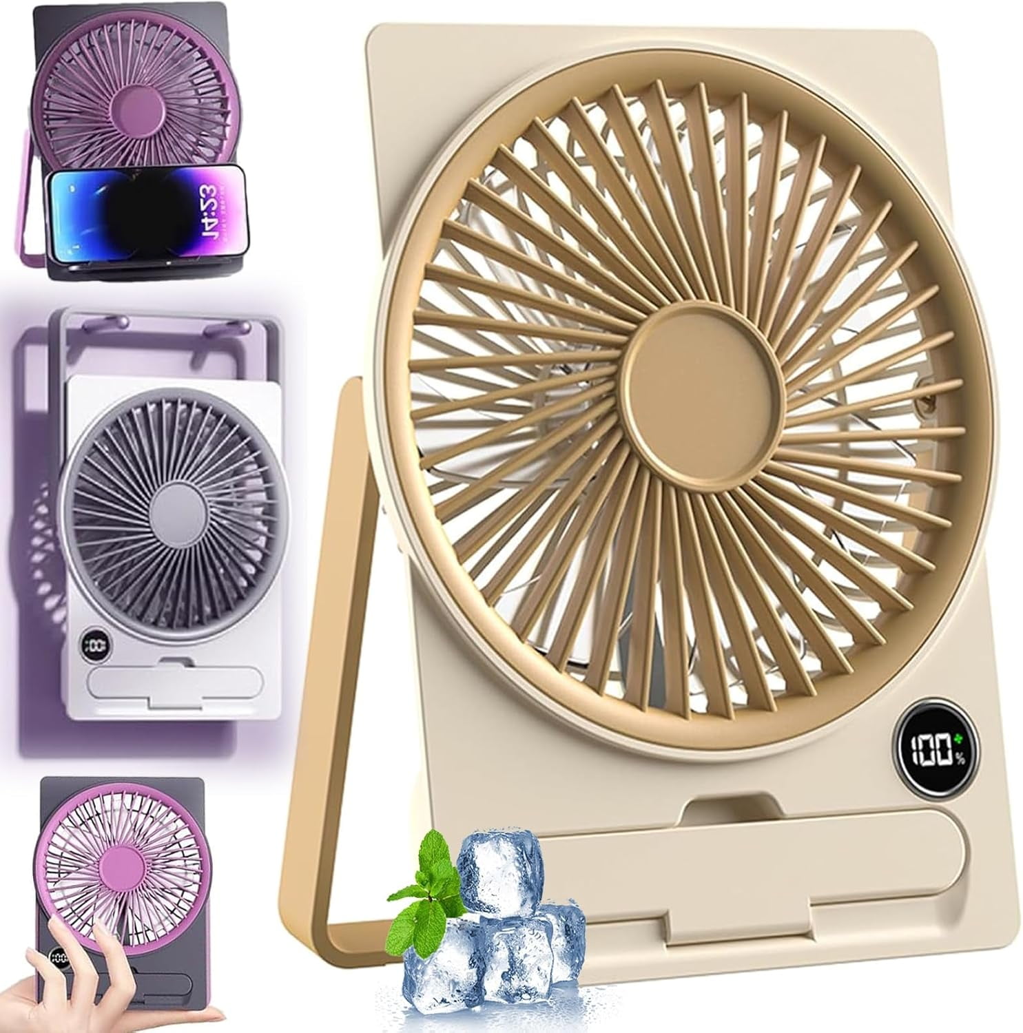 Ultra Slim Card USB Rechargeable Mini Fan, 2025 New Ultra-Quiet ...