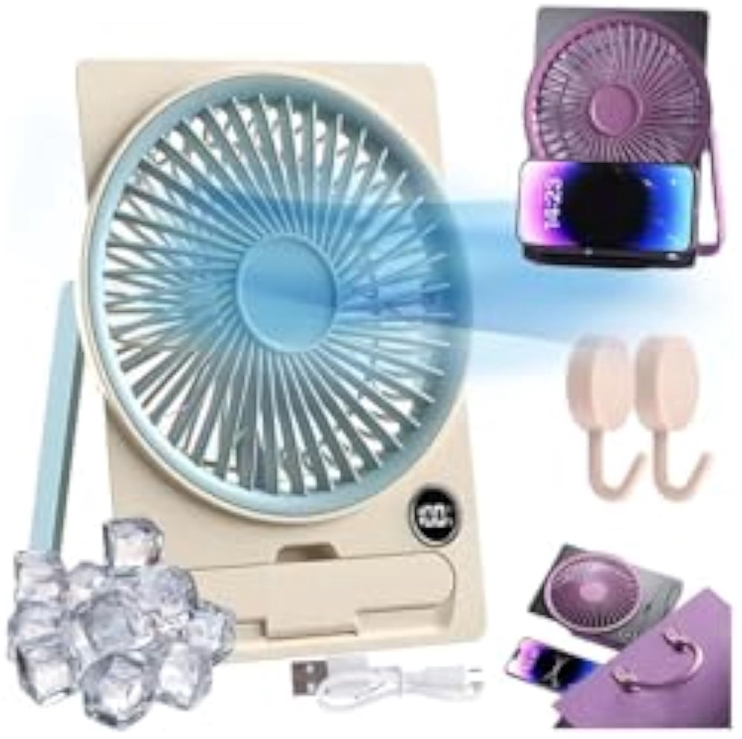 Ultra Slim Card USB Rechargeable Mini Fan, 2025 New Ultra-Quiet ...