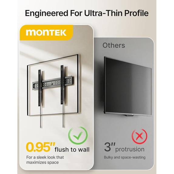 Ultra Slim Fixed TV Wall Mount Bracket for 43–95" Flat & Curved TVs ...