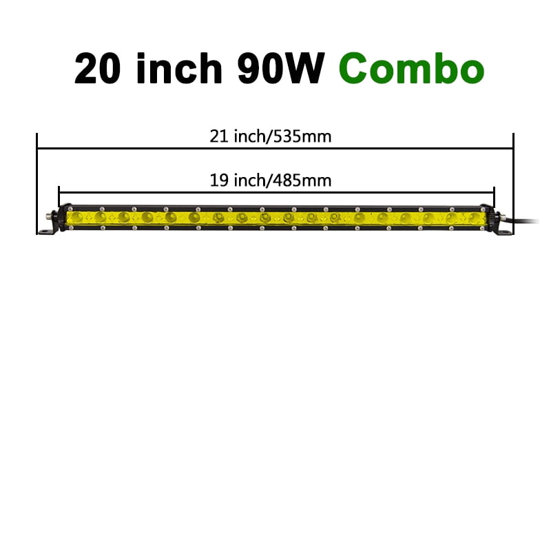 Ultra Slim Single Row Yellow Mini Led Light Bar SUV Offroad Work Light ...