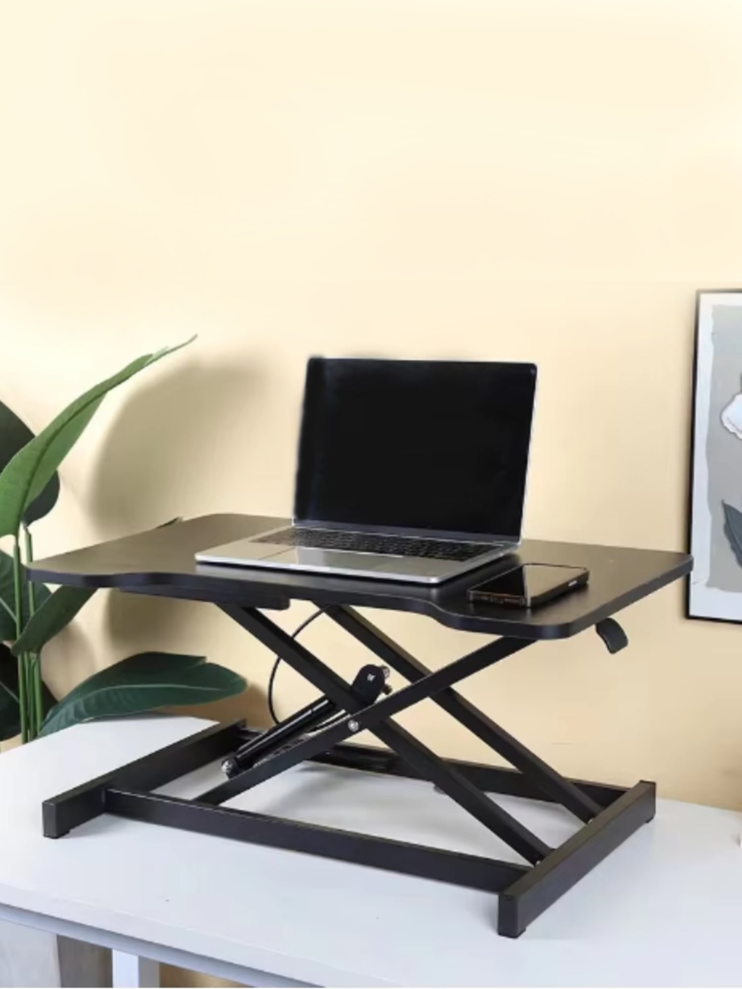 Ultra-Slim Single Top Height Adjustable Standing Desk Riser, Compact ...