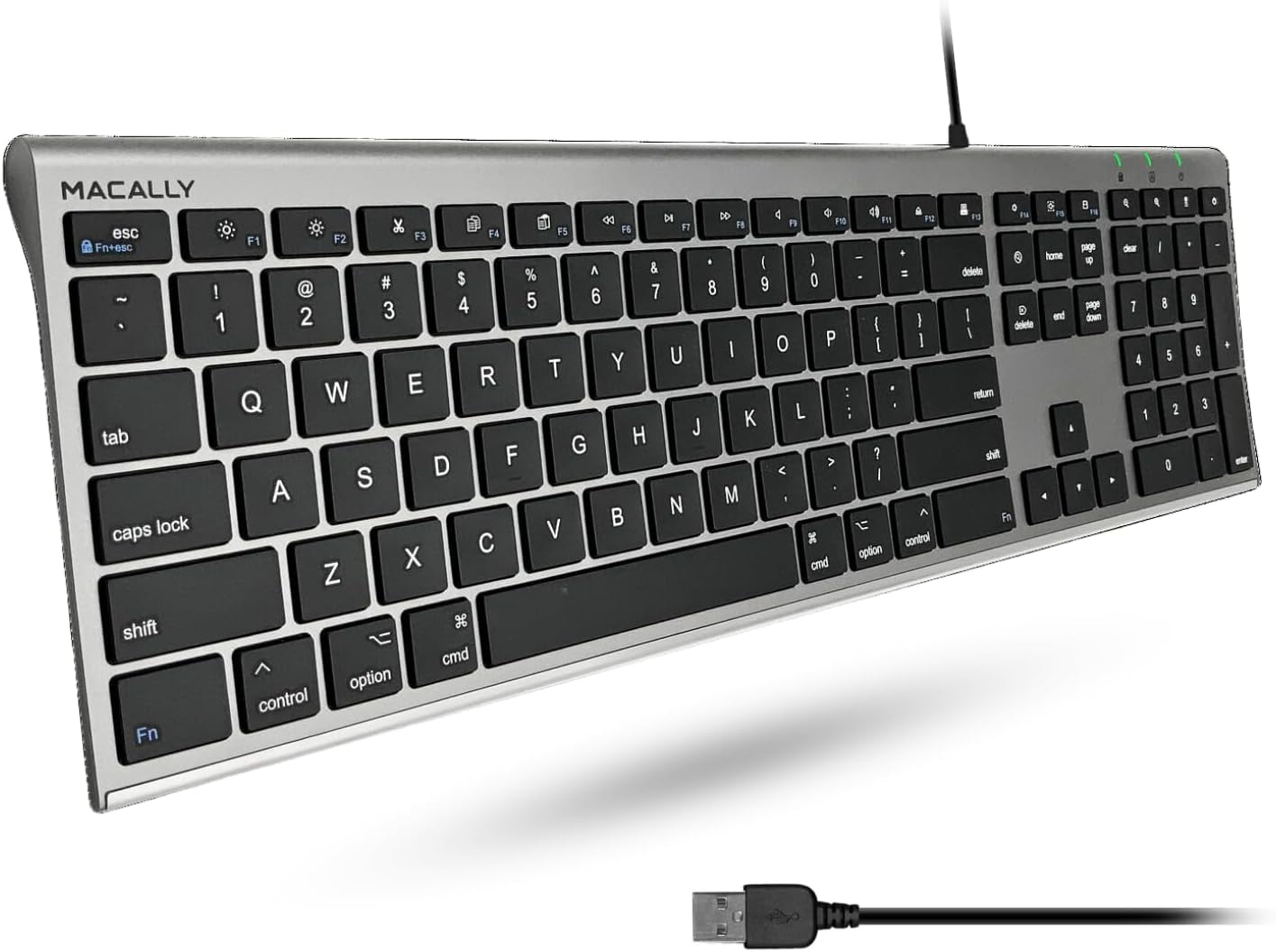 Ultra-Slim USB Wired Keyboard for Mac and Windows – Full Size with ...