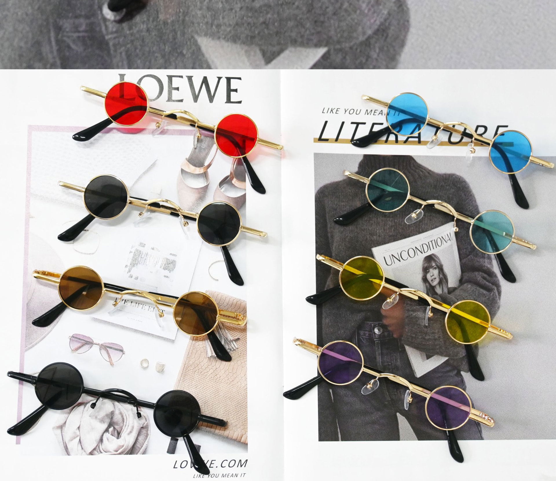 Ultra Small Frame Round Retro Sunglasses for Men and Women Style Mini ...