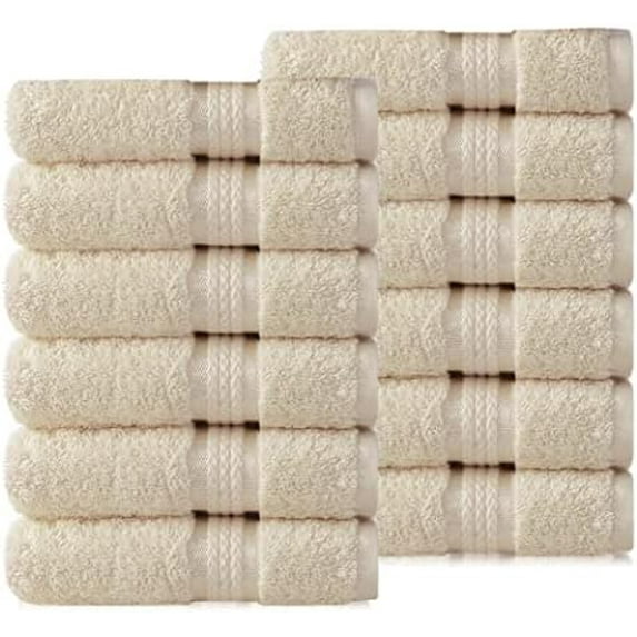 Ultra Soft 12 Pack Wash Cloths 12x12 Ivory Weighs 2 Ounces Each - 100% ...