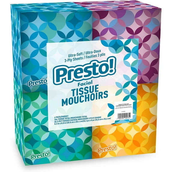 Ultra-Soft 3-Ply Premium Facial Tissues, 264 Count (4 Packs of 66 ...