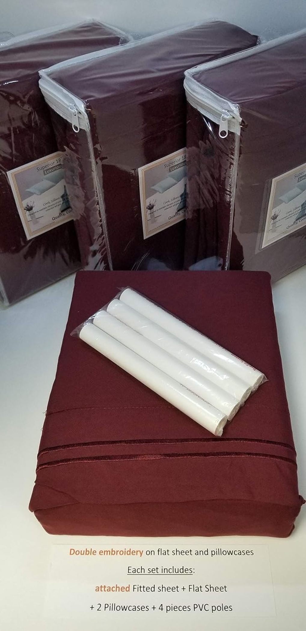 Ultra Soft 4 PC King Waterbed Sheet set FREE Stay Tuck Poles -Burgundy ...