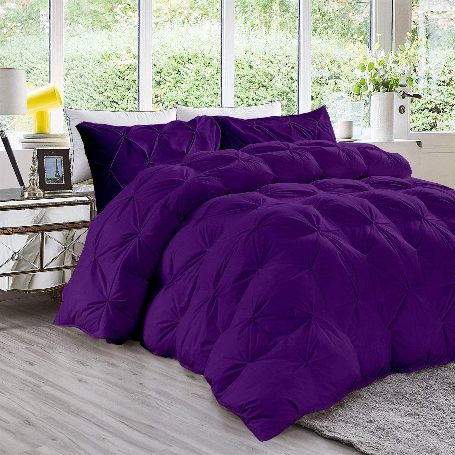 Ultra Soft 5 Piece Egg Plant Pinch Pleated Bedding Comforter Set ...