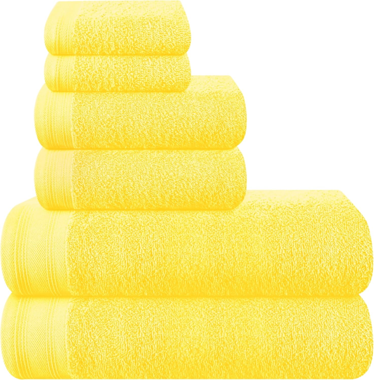 Ultra Soft 6 Pack Cotton Towel Set, Contains 2 Bath Towels 28x55 inch ...