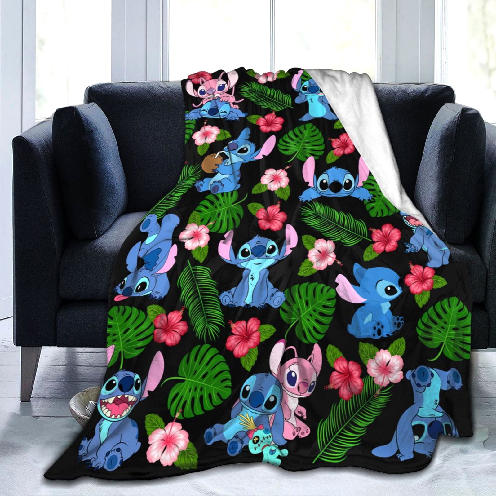 Ultra Soft Anime Stitch Blanket Lightweight Lilo And Stitch Flannel ...