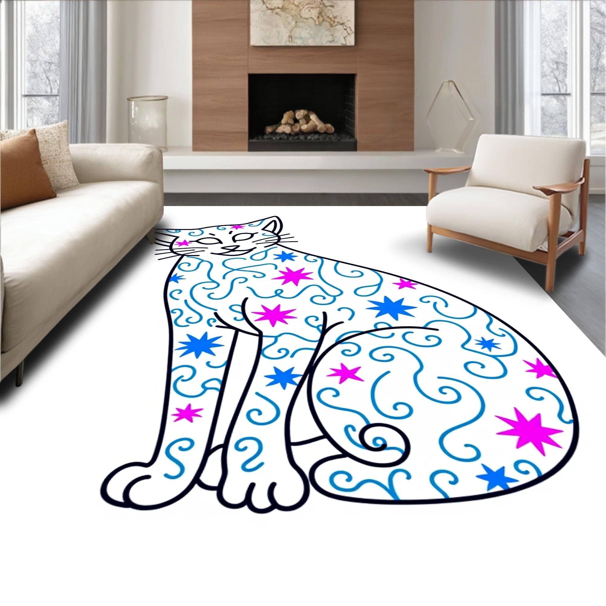 Ultra Soft Area Rug 2x3, Holiday Light Swirl Featuring Animated Animal ...