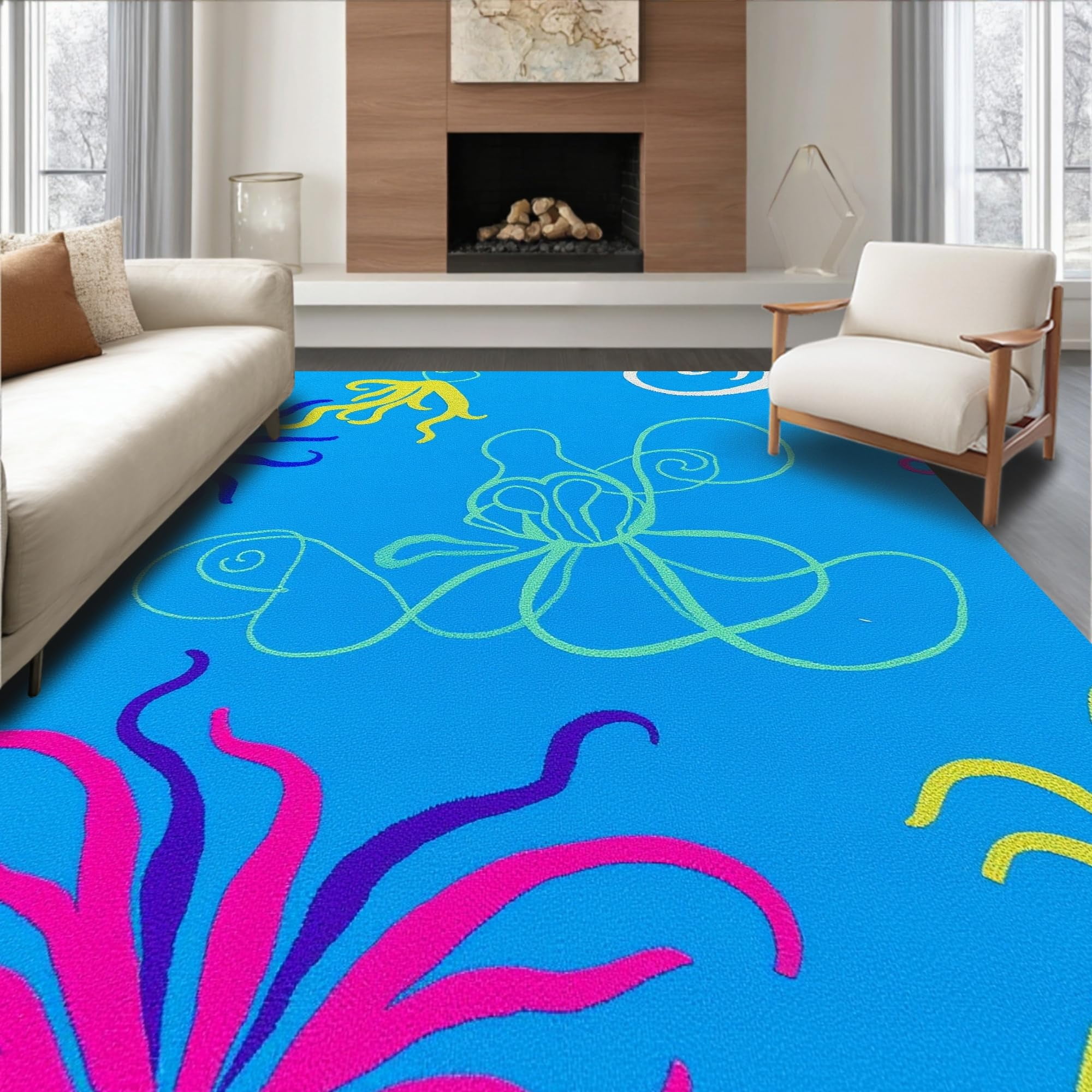Ultra Soft Area Rug 3x5, Non Slip, Stain Resistant, Washable Area Rugs for Living Room, Bedroom ...
