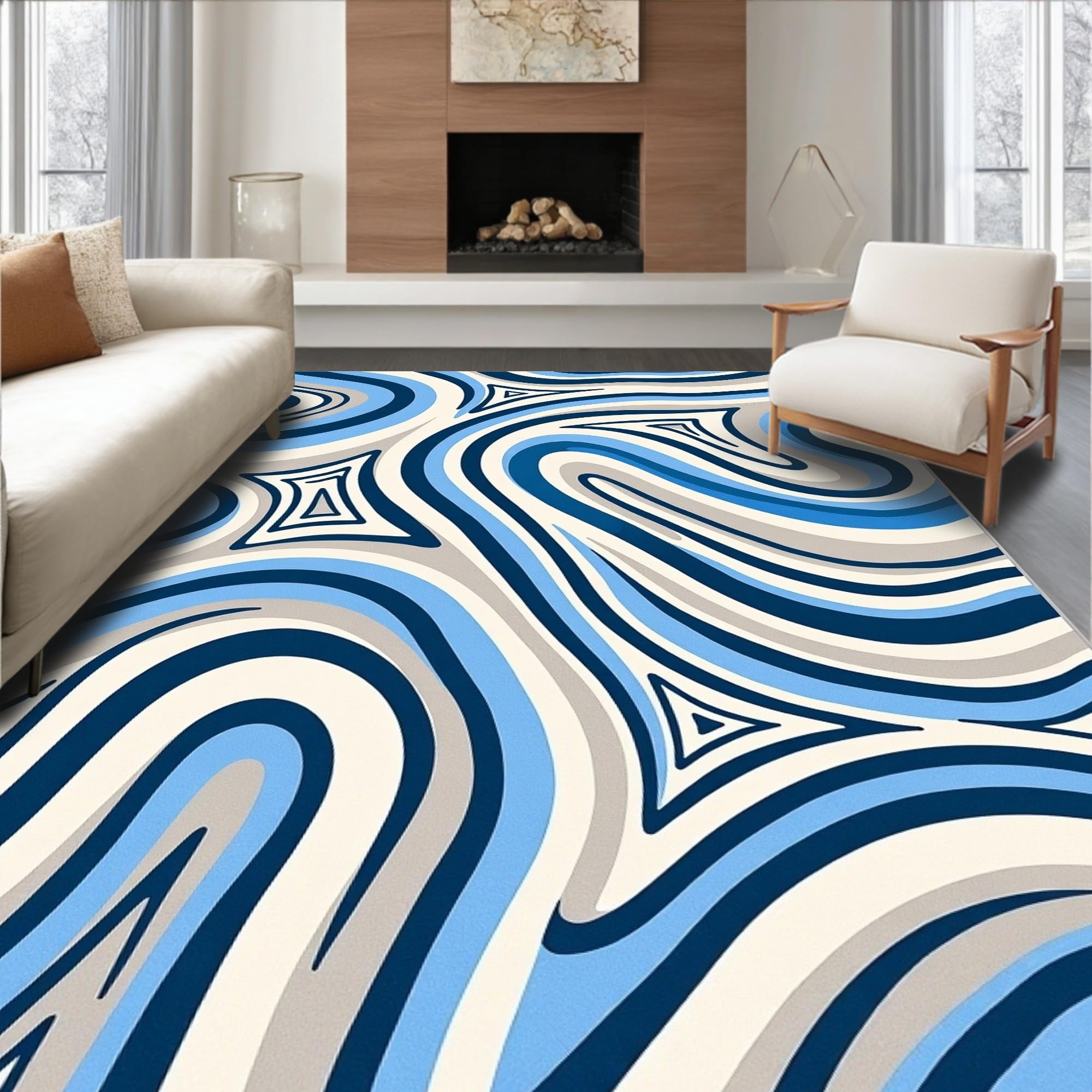 Ultra Soft Area Rug 4x6, Modern Boho Maze with Intertwined Freeform ...