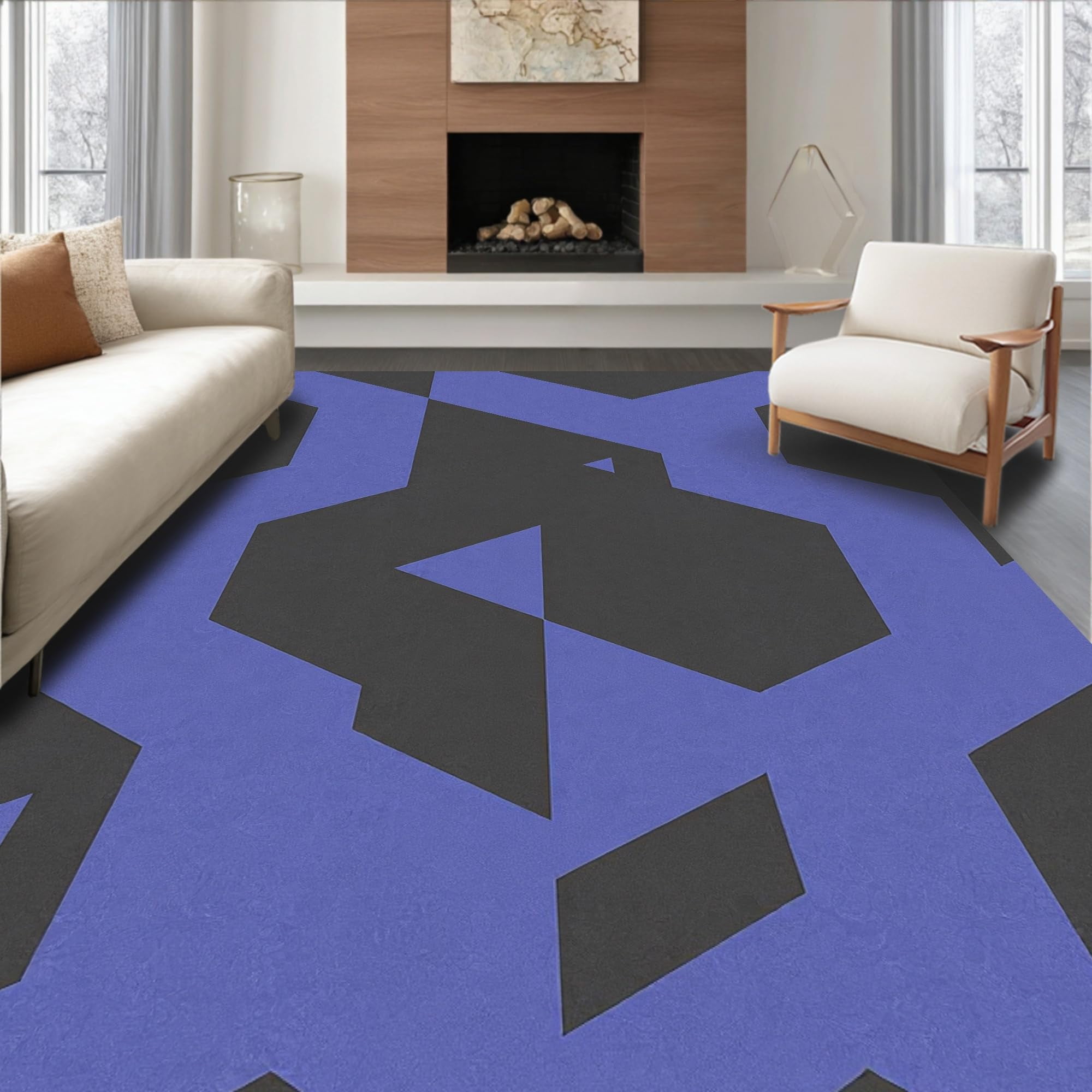Ultra Soft Area Rug 4x6, Modern Hexagonal Tessellation with ...