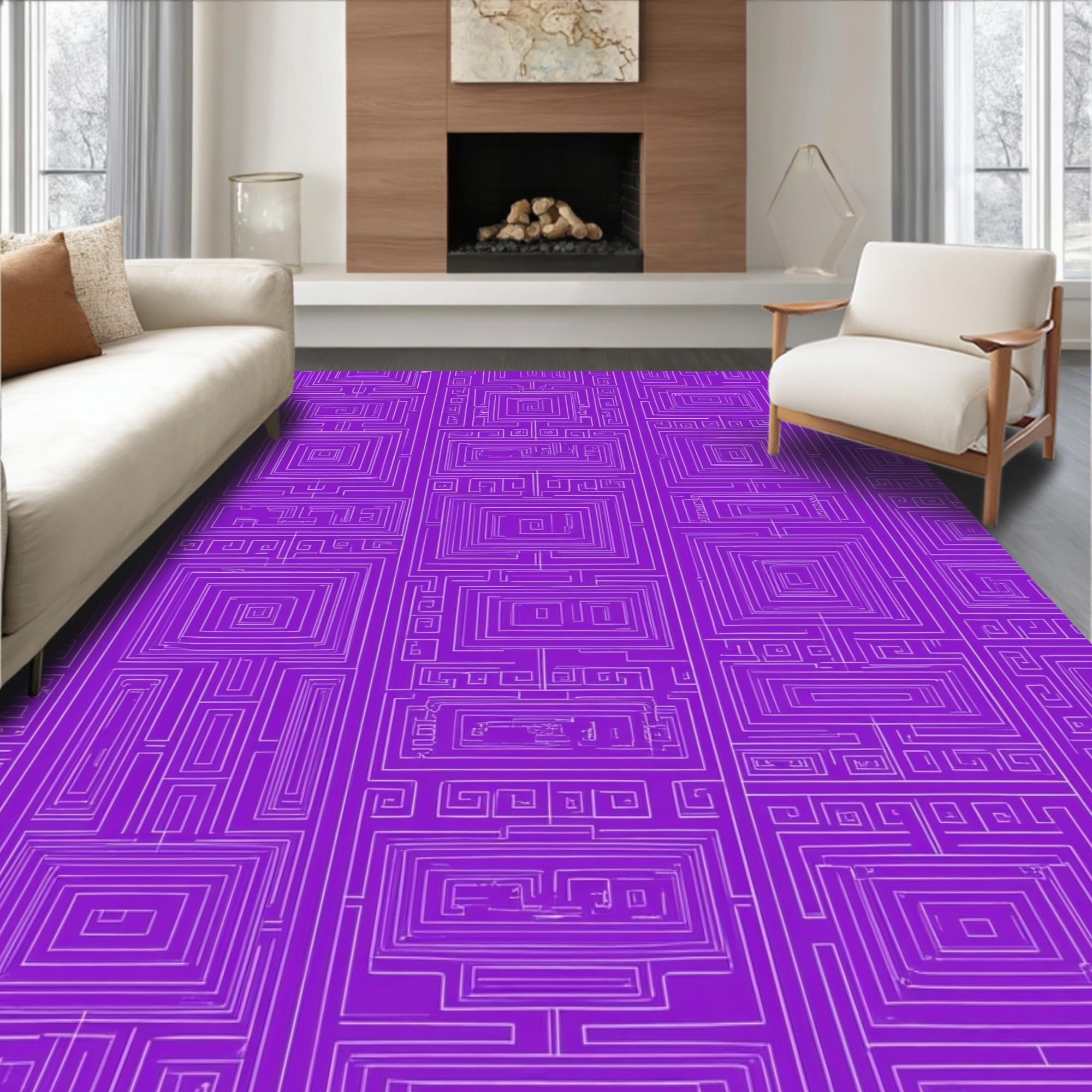 Ultra Soft Area Rug, Modern Fiery Spiral Maze with Interlocking Ladder ...