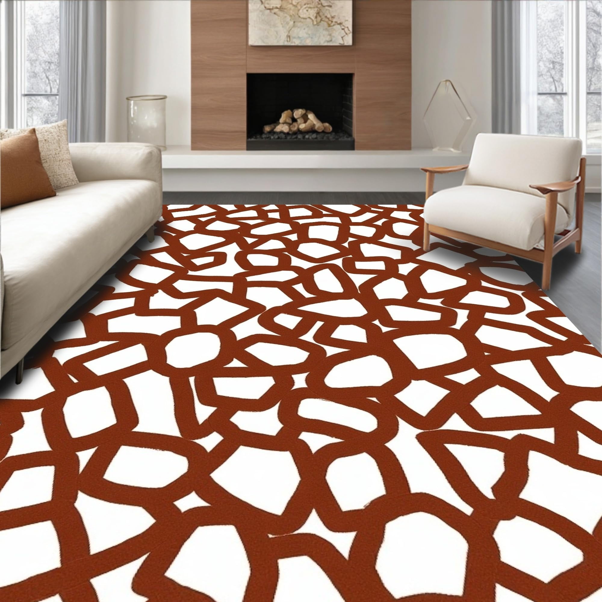 Ultra Soft Area Rug 4x6, Non Slip, Stain Resistant, Washable Area Rugs for Living Room, Bedroom ...