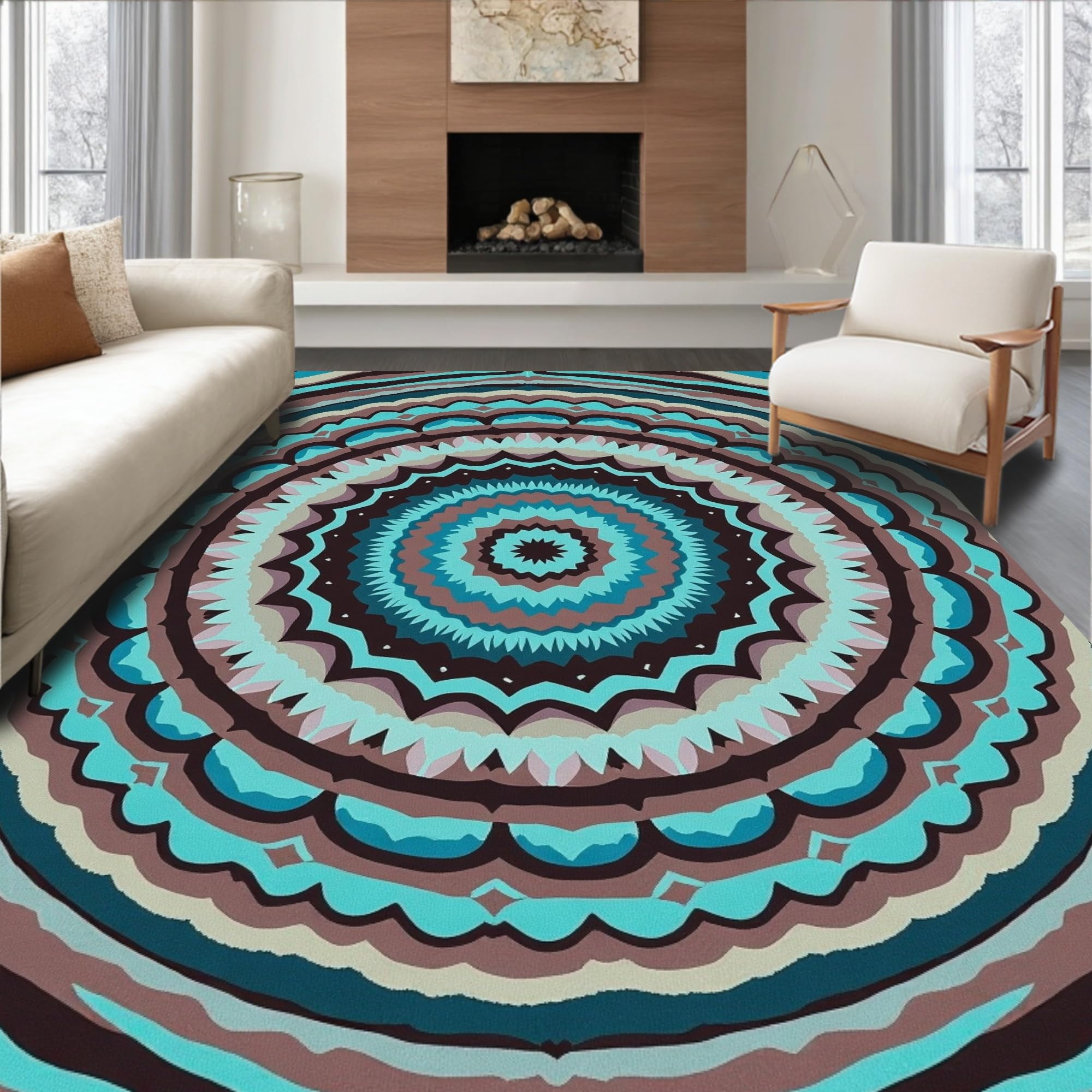 Ultra Soft Area Rug, Radiant Orbital Ripple Dynamic Motion Captivating ...