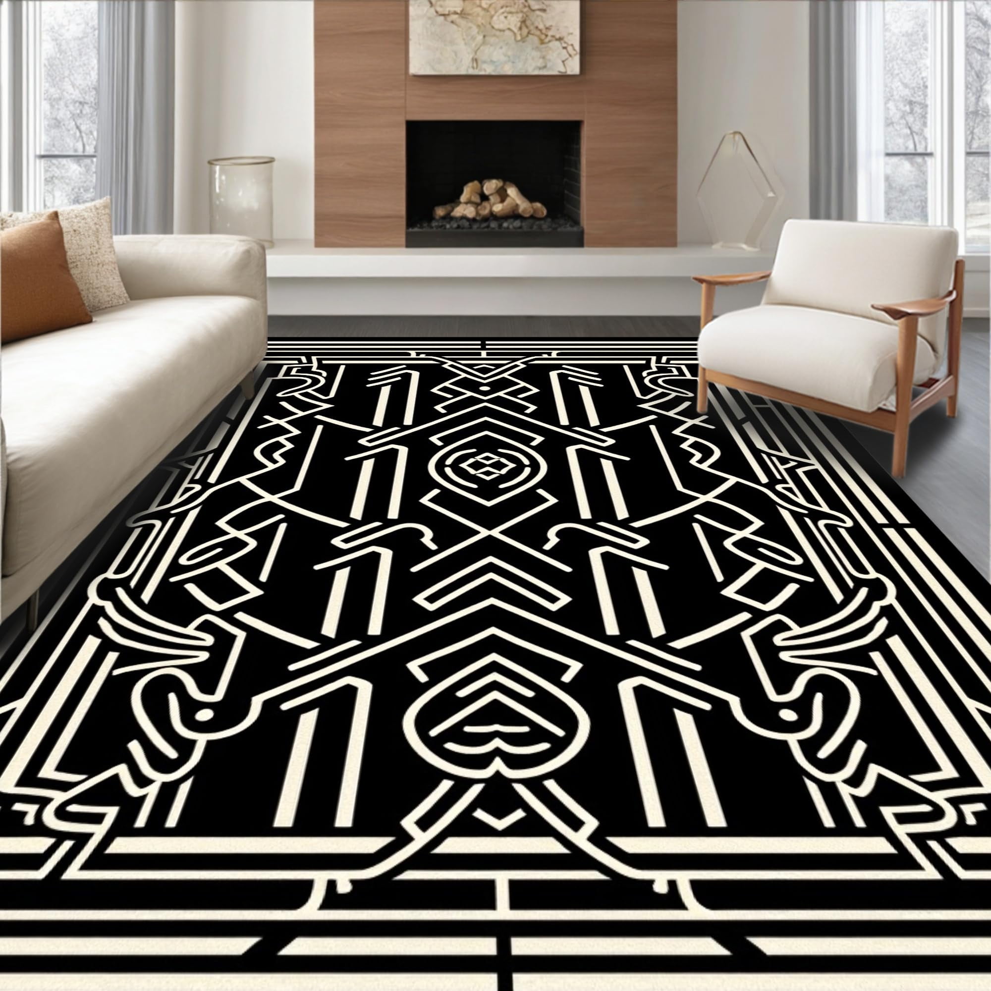 Ultra Soft Area Rug 5x7, Art Deco Chevron Fusion with Dynamic Gradient ...