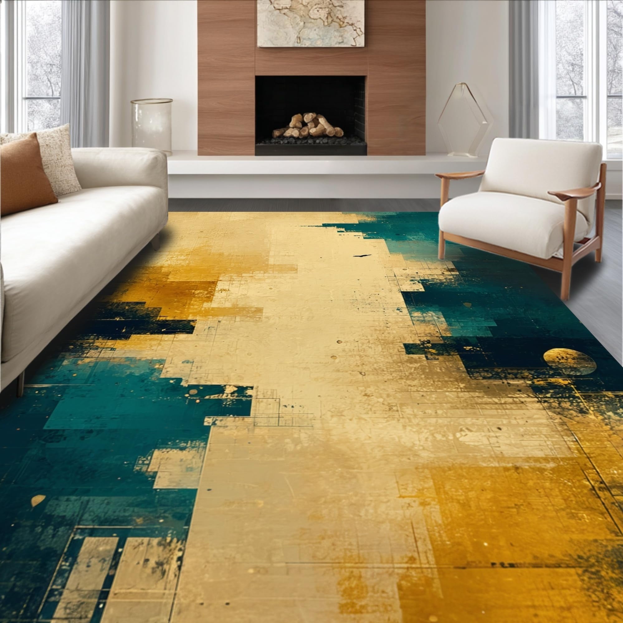 Ultra Soft Area Rug 5x7, Non Slip, Stain Resistant, Washable Area Rugs ...