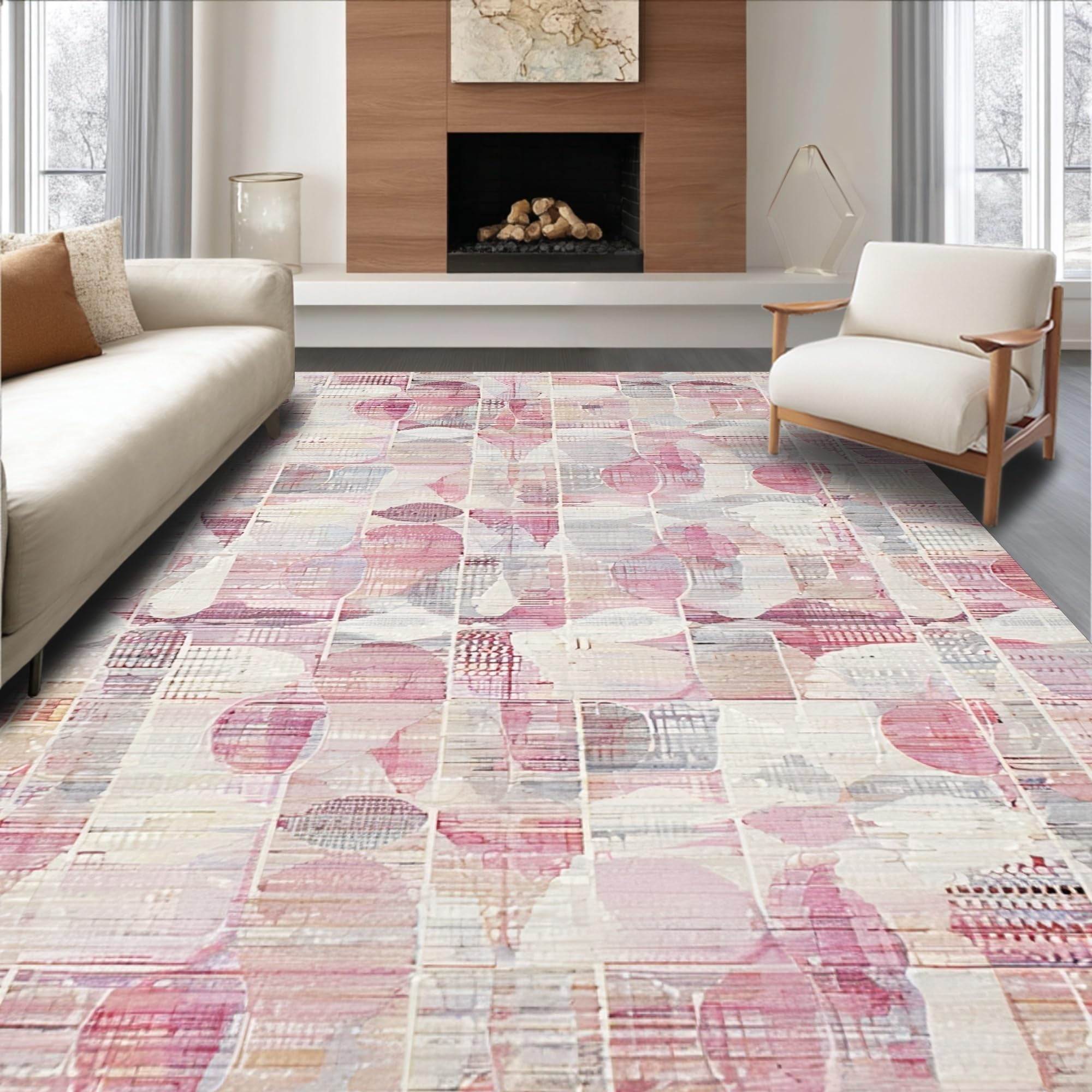 Ultra Soft Area Rug 5x7, Non Slip, Stain Resistant, Washable Area Rugs for Living Room, Bedroom ...