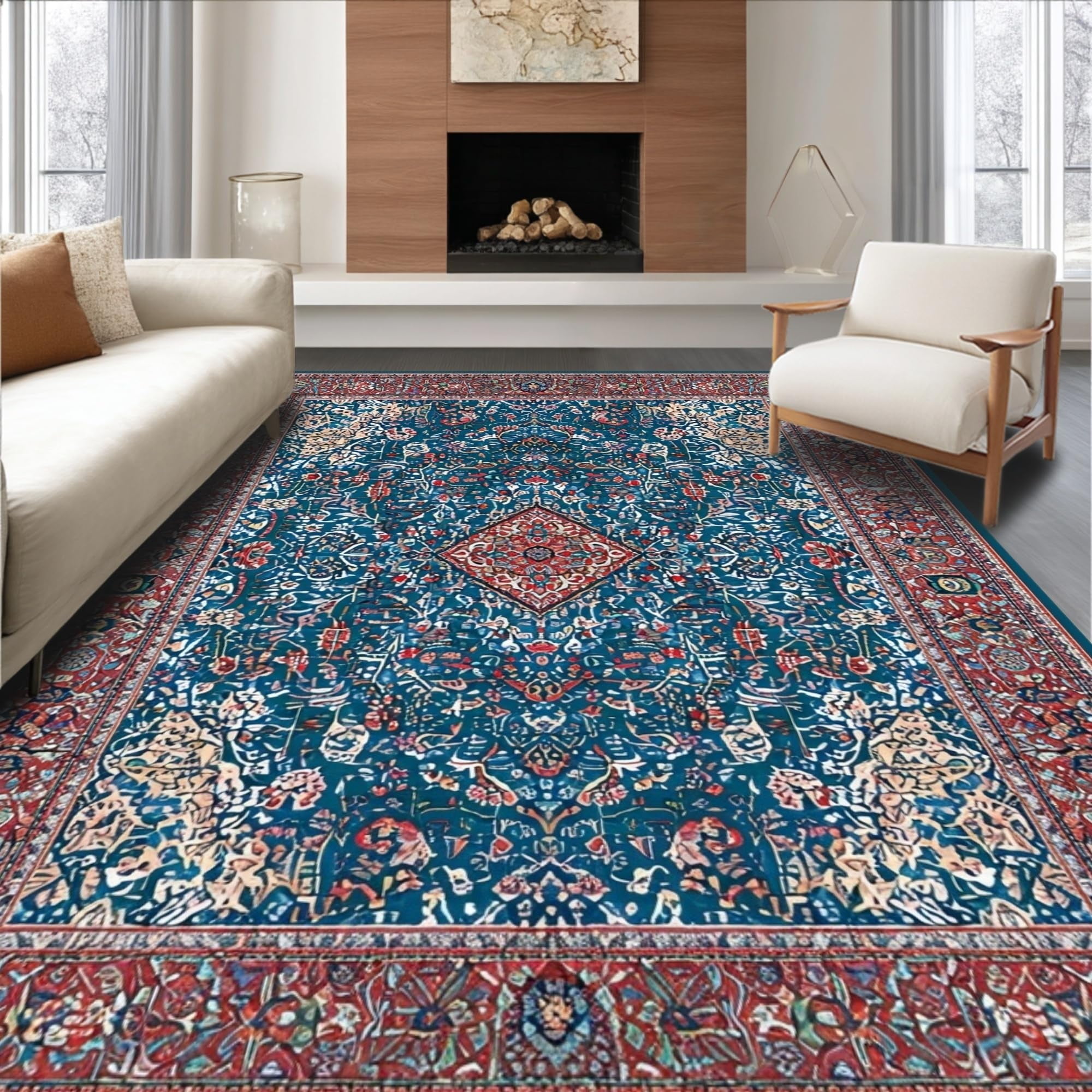 Ultra Soft Area Rug 5x7, Non Slip, Stain Resistant, Washable Area Rugs ...