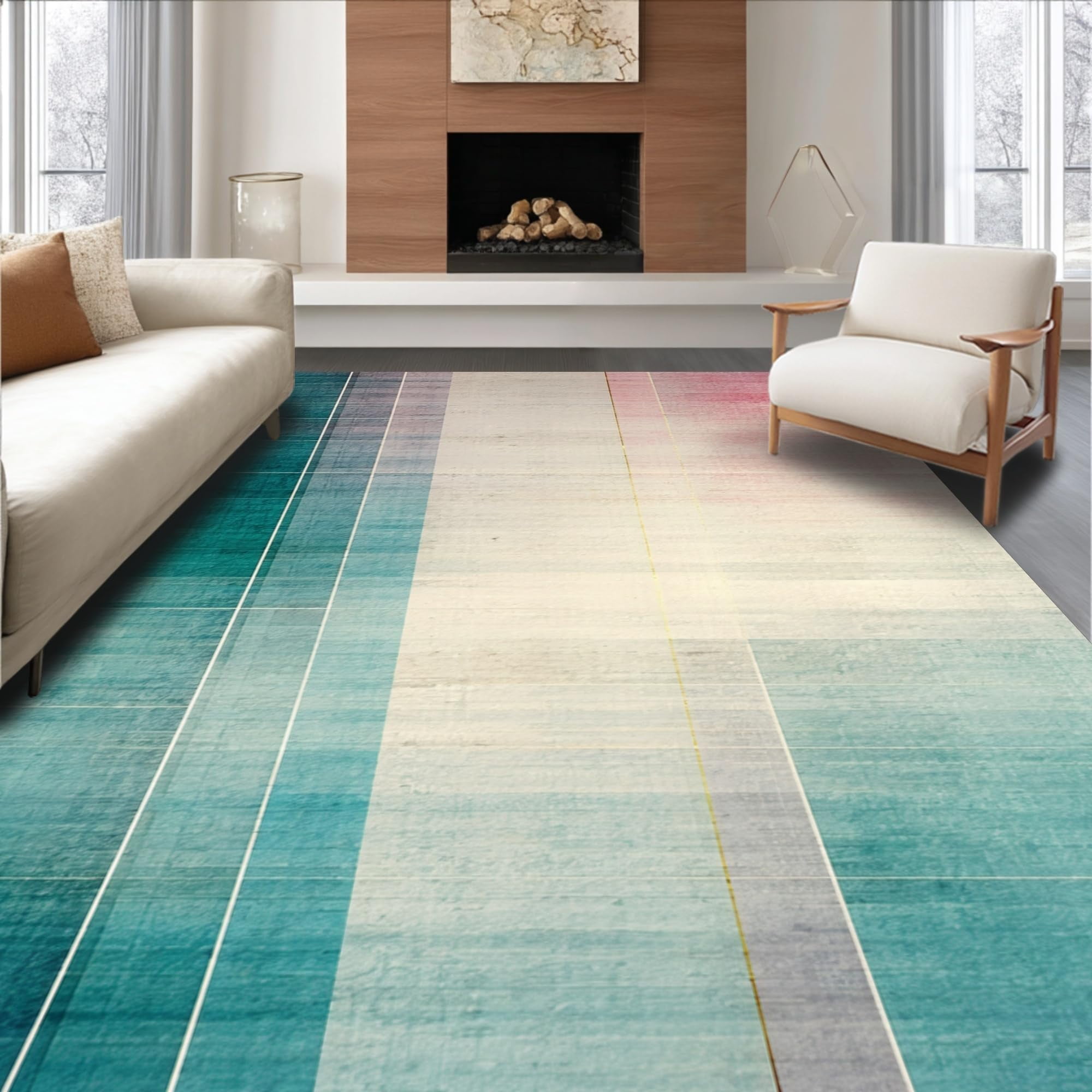 Ultra Soft Area Rug 5x7, Non Slip, Stain Resistant, Washable Area Rugs for Living Room, Bedroom ...