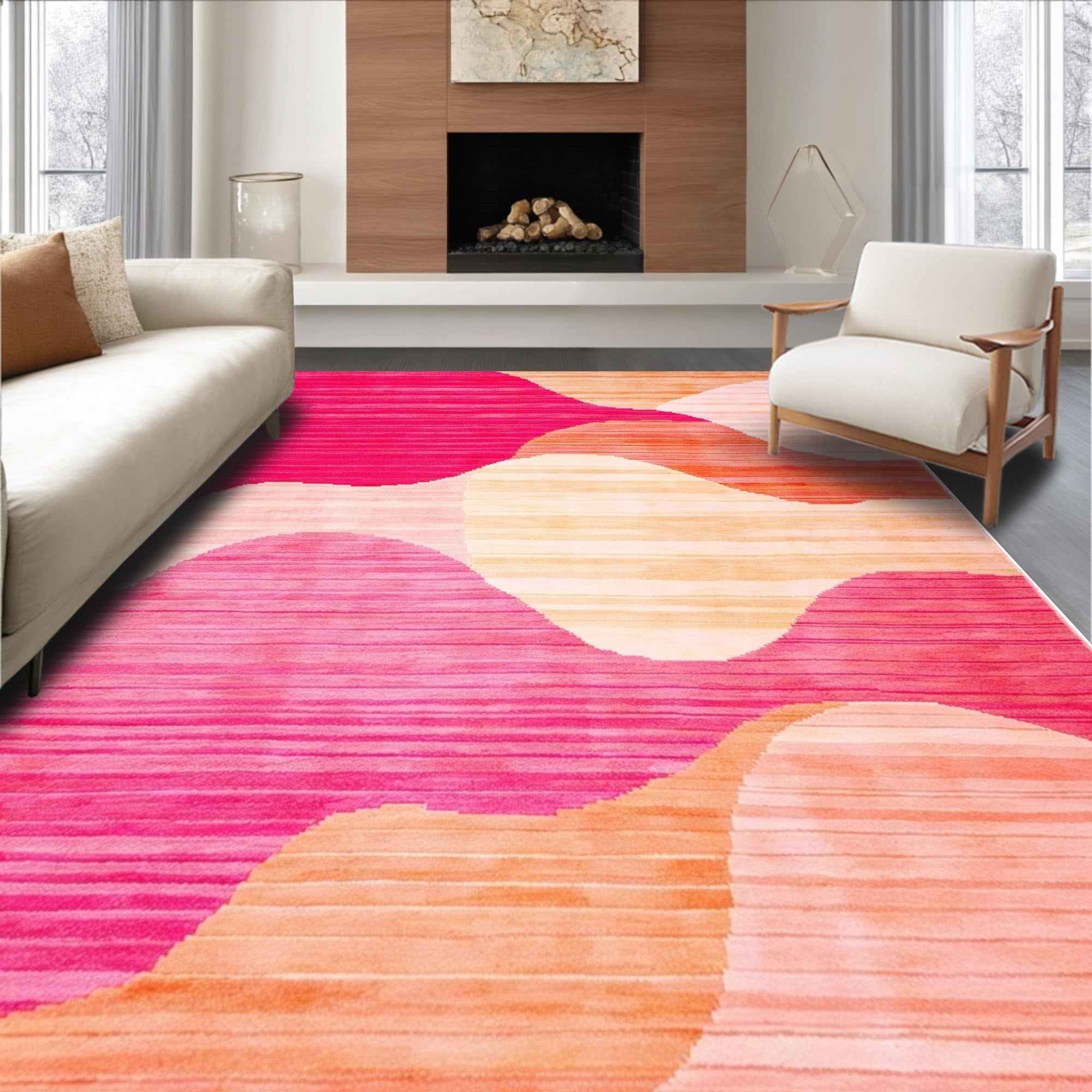 Ultra Soft Area Rug 5x7, Non Slip, Stain Resistant, Washable Area Rugs ...