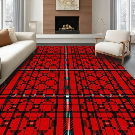 Ultra Soft Area Rug 5x7, Xmas Tartan Welcome Entryway Decoration ...
