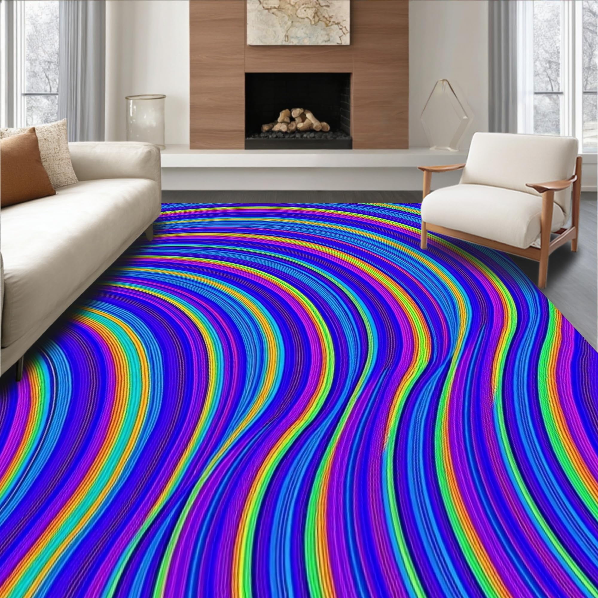 Ultra Soft Area Rug 6x6, Enchanted Prism Arc with Magical Light ...