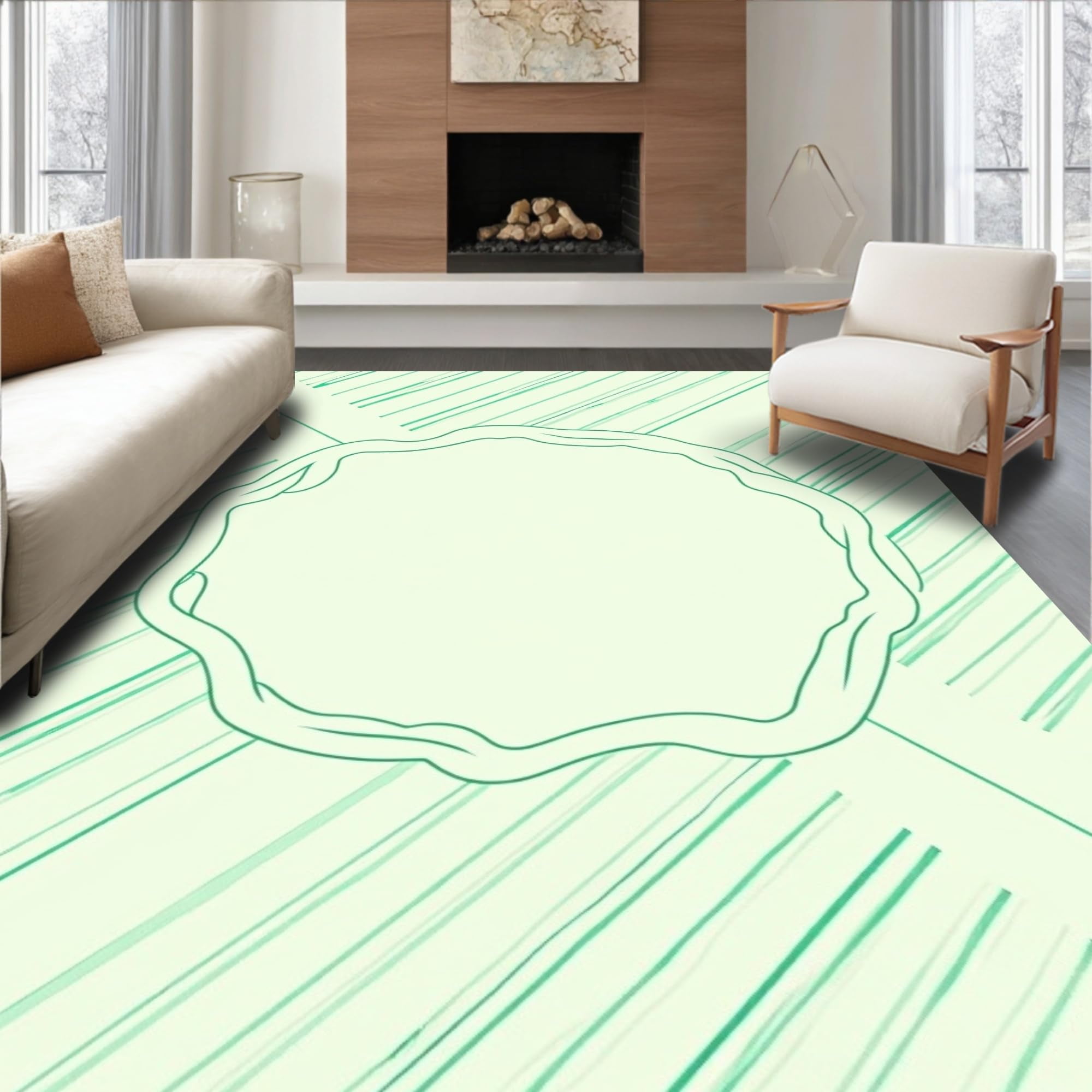 Ultra Soft Area Rug, Modern Interlocking Lattice with Minimalist Linear ...