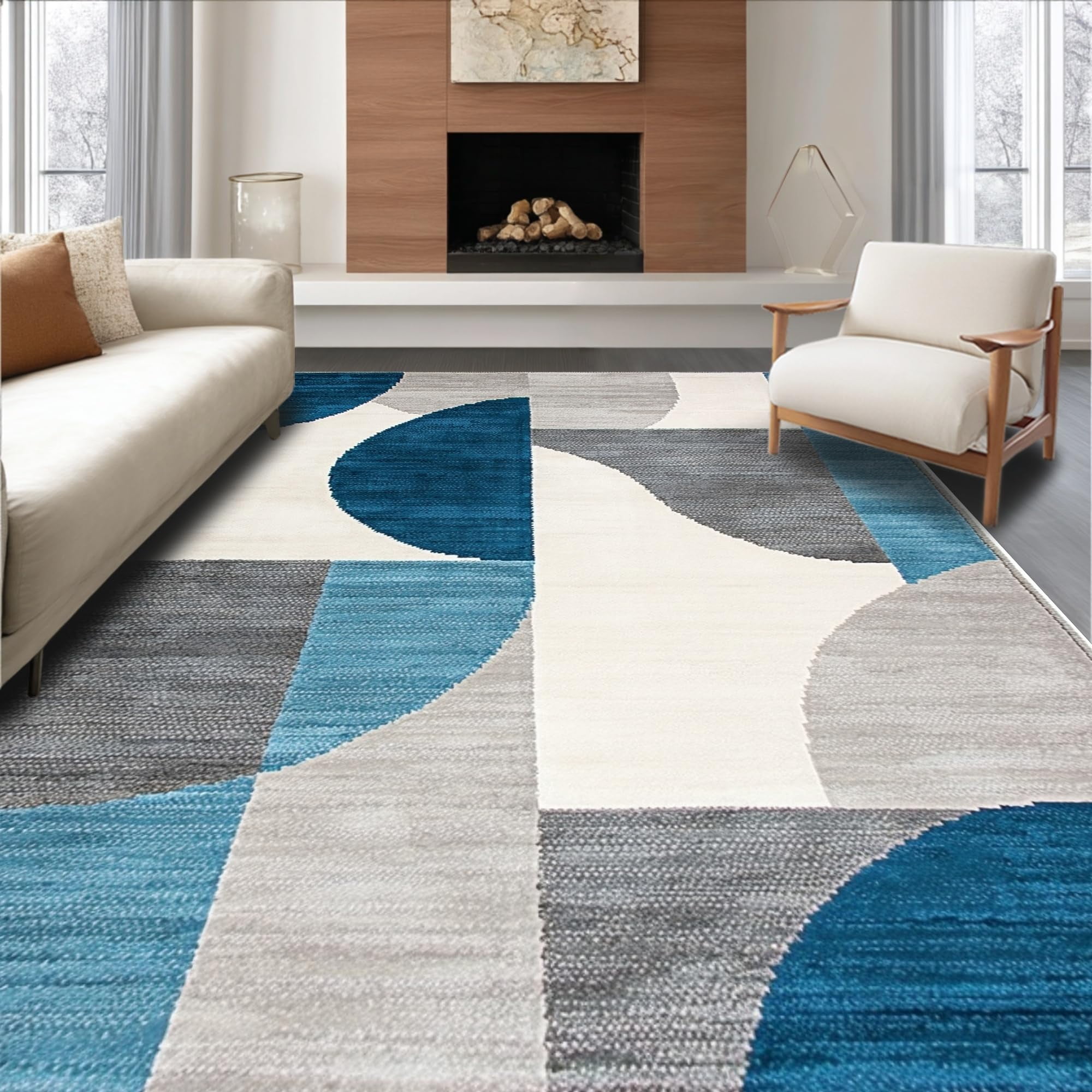 Ultra Soft Area Rug 8x10, Non Slip, Stain Resistant, Washable Area Rugs for Living Room, Bedroom ...