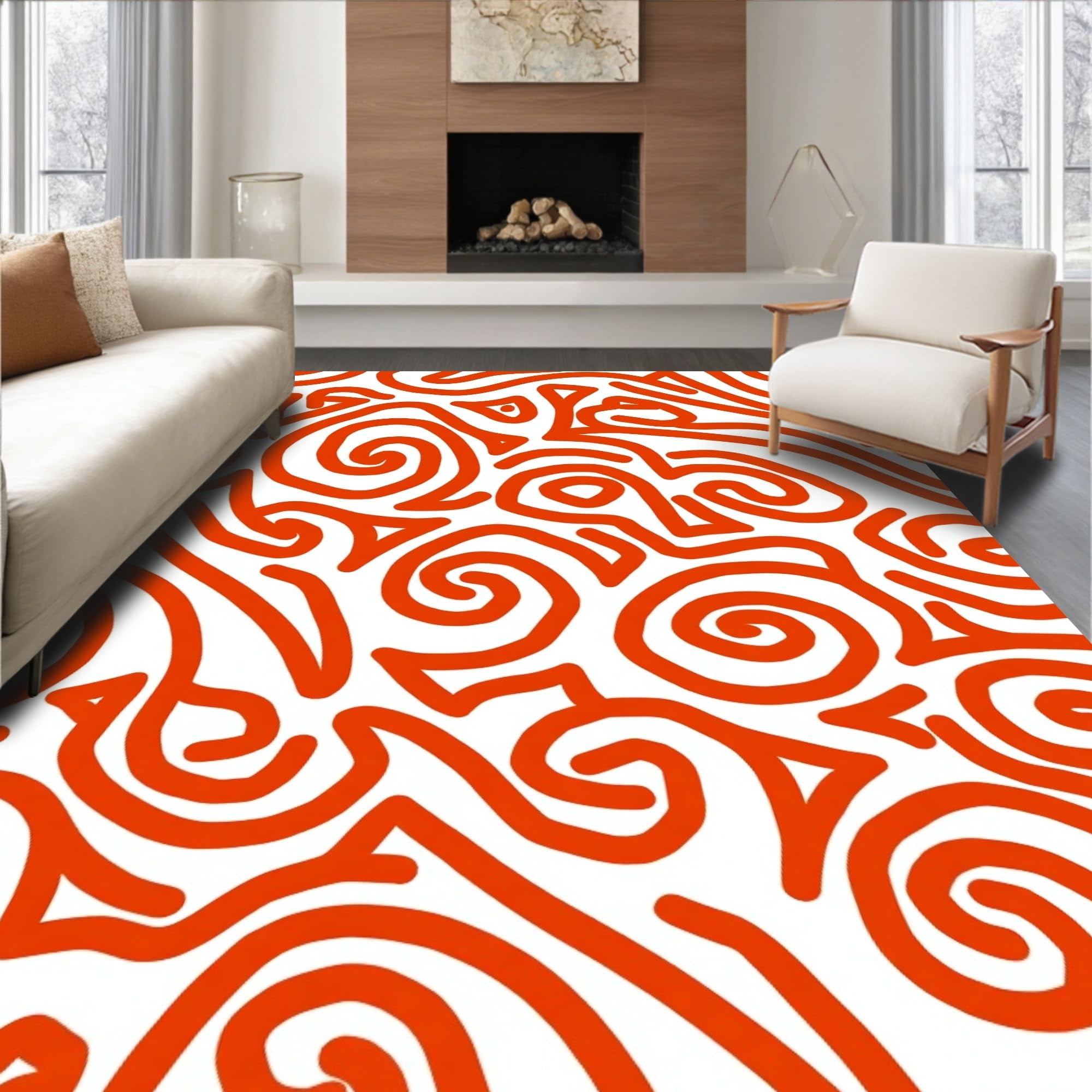 Ultra Soft Area Rug 8x8, Modern Swirl Featuring Interlaced Curves and ...