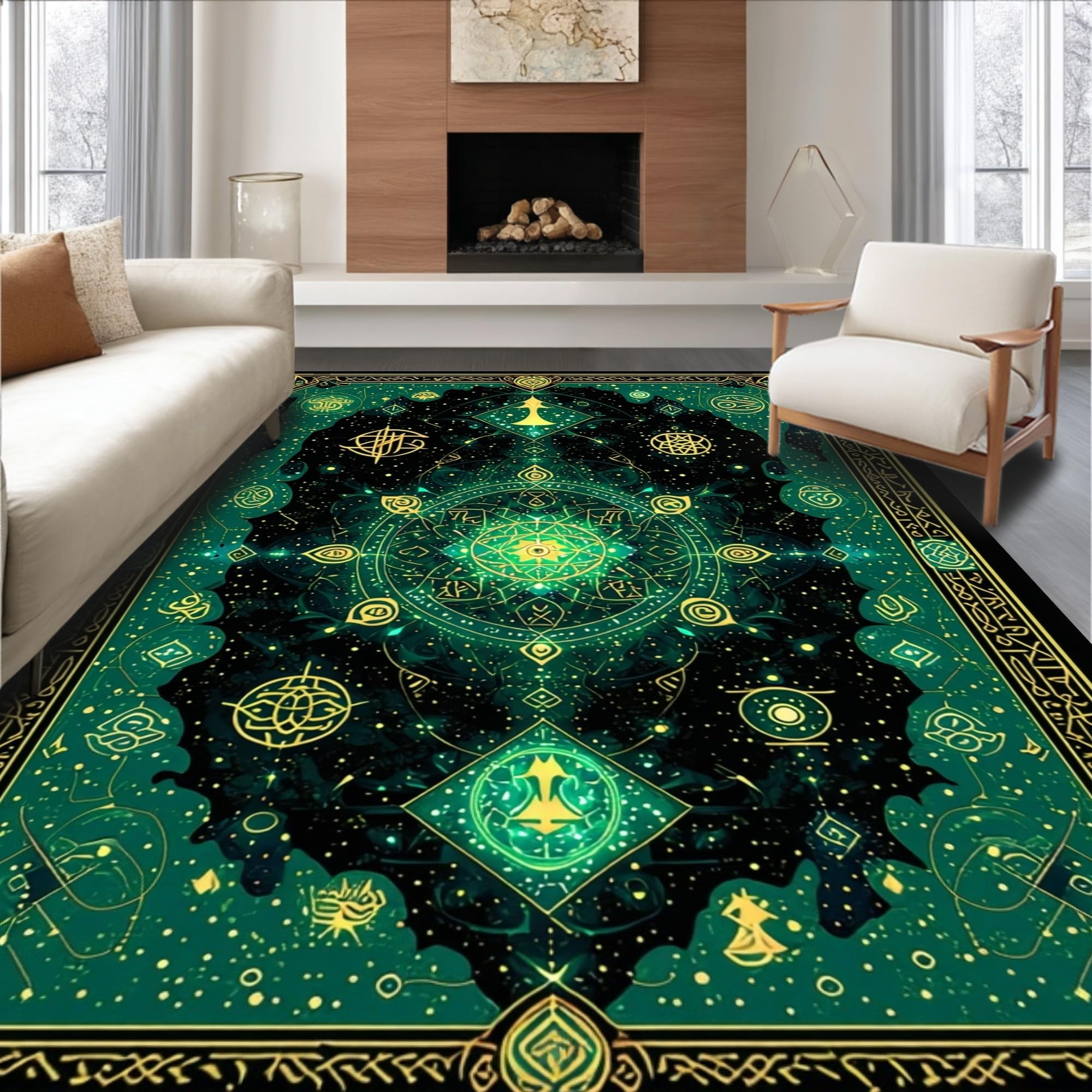 Ultra Soft Area Rug, Epic Fantasy Quest Map Rug with Magical Runes and ...
