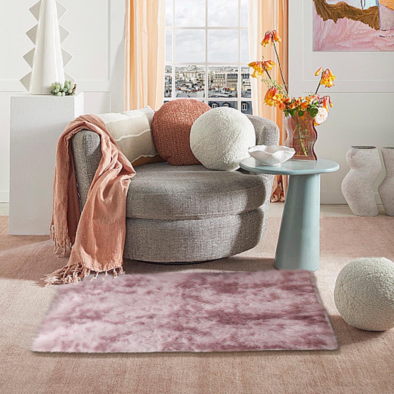 Ultra Soft Area Ruga,Large Tie-Dyed Plush Fuzzy Rugs for Living Room ...