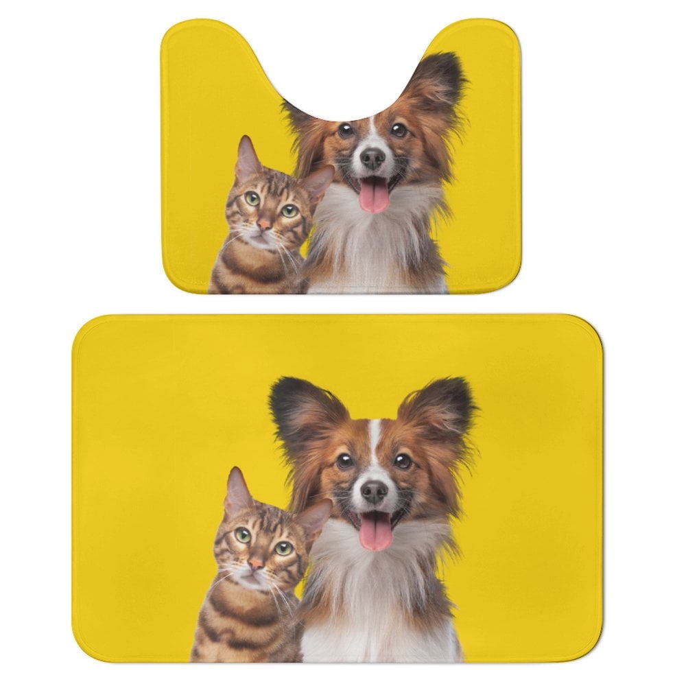 Ultra Soft Bathroom Rug And Mat Set, 2 Piece Cat Dog Bath Mat And U ...