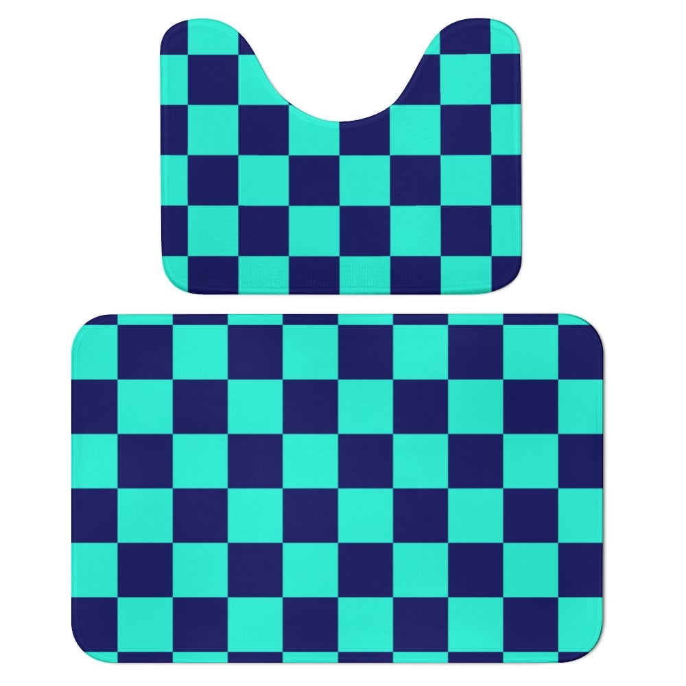 Ultra Soft Bathroom Rug And Mat Set, 2 Piece Checkerboard Pattern Bath ...