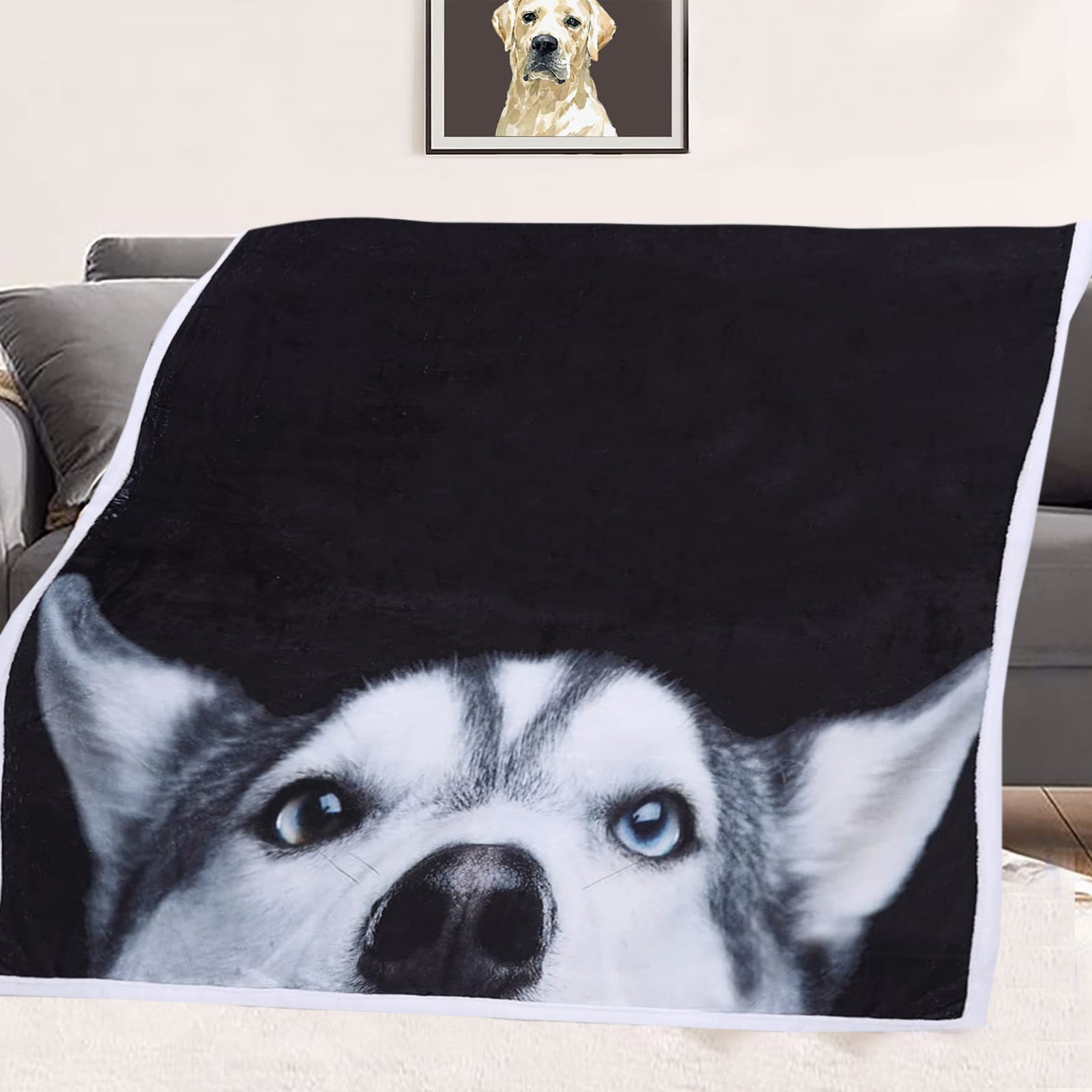 Ultra Soft Blanket Throw Dog Print Blanket Warm Cozy Flannel Dog Throw ...