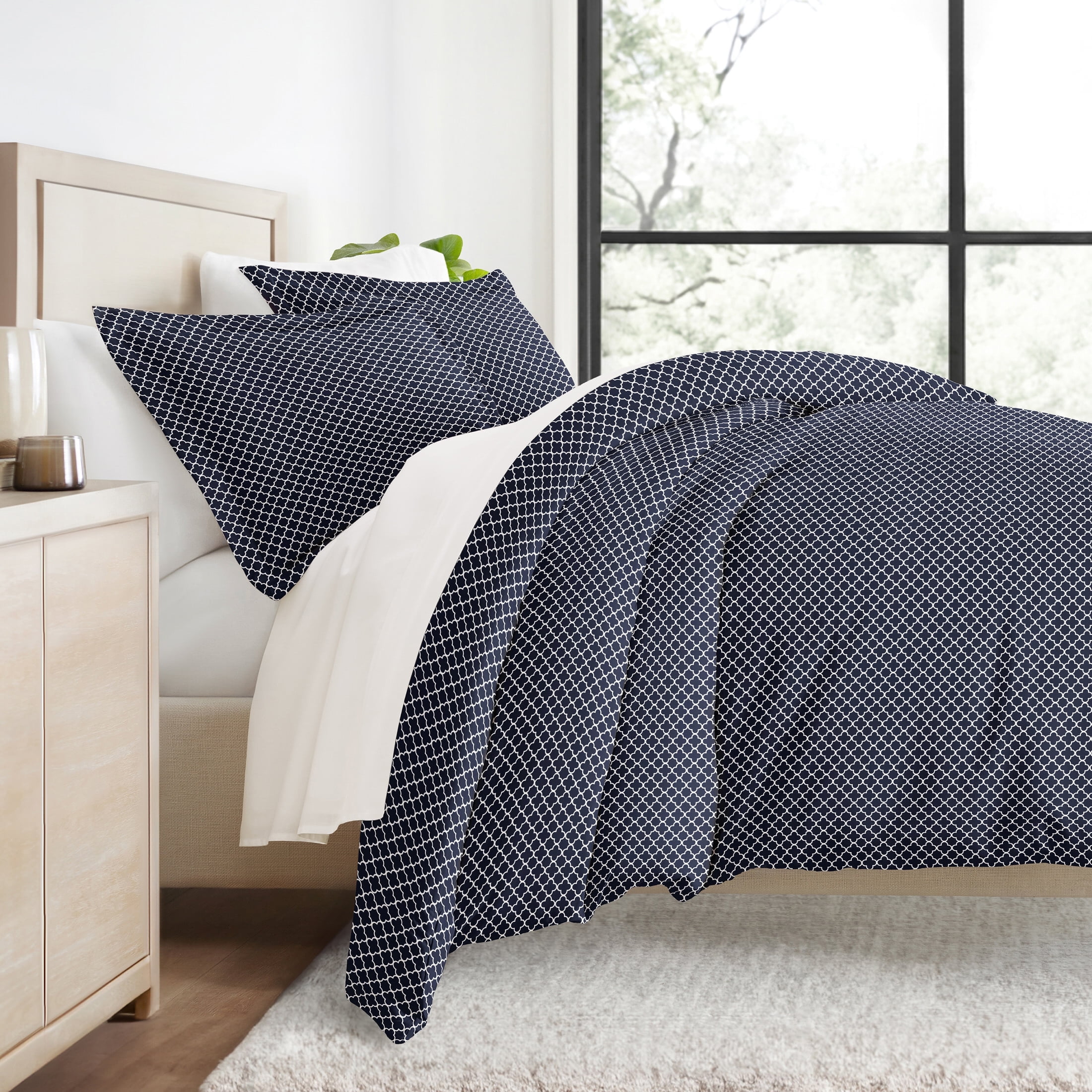 Ultra Soft & Breathable - Duvet Cover Set - Navy Modern Elegance ...