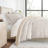 Duvet Cover Set - Ultra Soft & Breathable - Reversible Beige Gingham ...