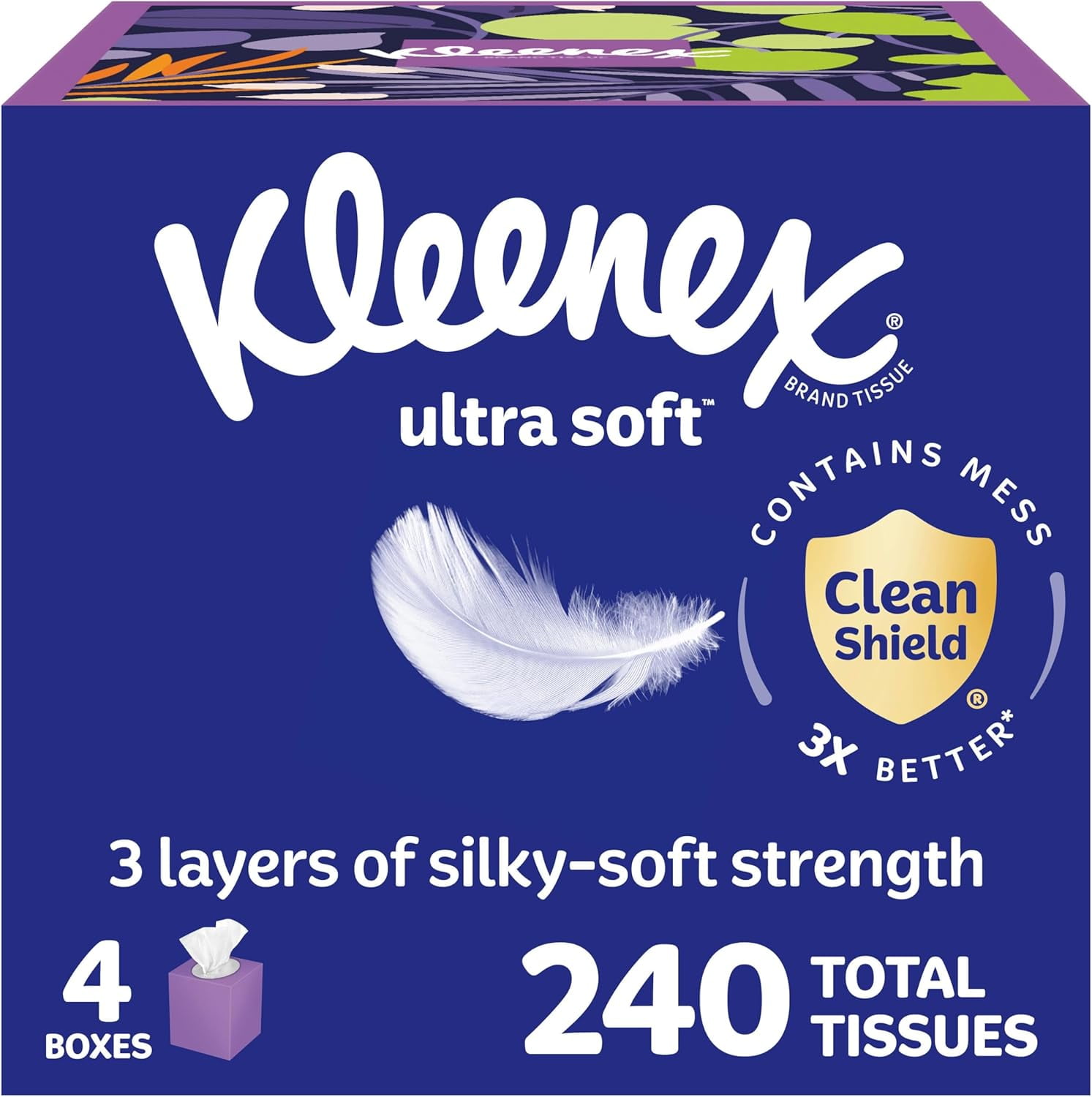 Ultra Soft Facial Tissues, 4 Cube Boxes, 60 Tissues per Box, 3-Ply (240 ...