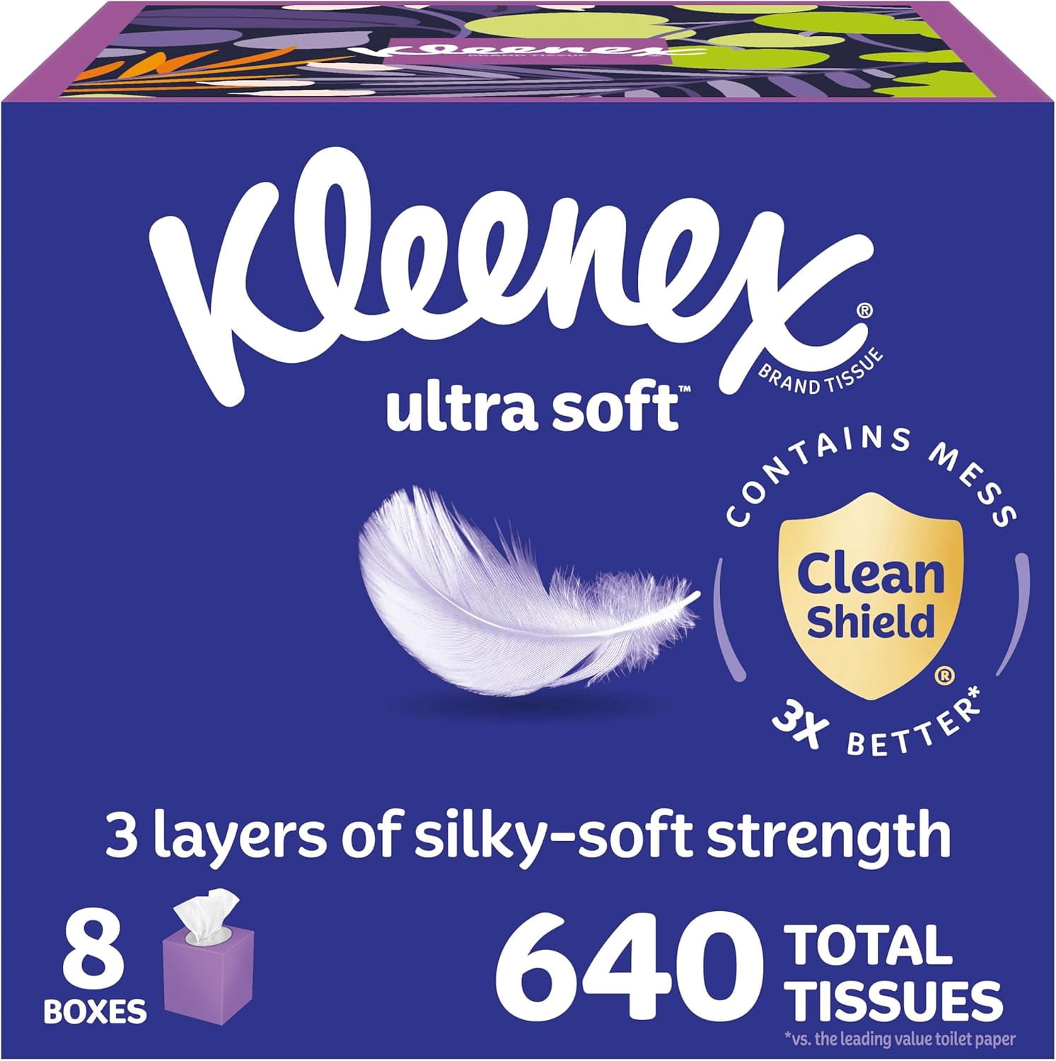 Ultra Soft Facial Tissues, 8 Cube Boxes, 80 Tissues per Box, 3-Ply ...