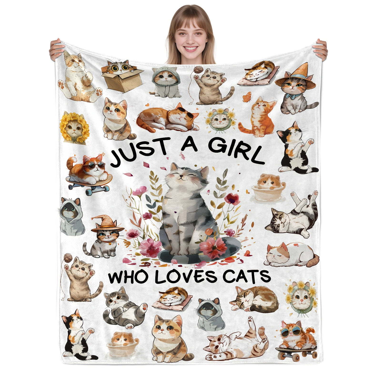 Ultra-Soft Flannel Cat Blanket 280gsm Heavyweight Throw with Tabby ...