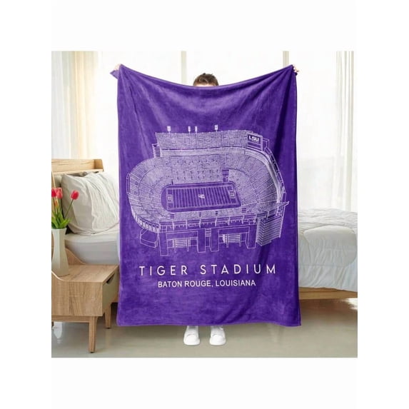 Ultra Soft Flannel Fleece Blanket, LSU Tiger Stadium Baton Rouge Design ...